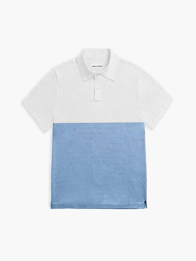 Mens Performance Seamless Polo | Light Blue Color Block | Breathable ...